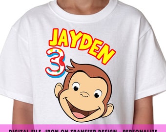 Curious george shirt | Etsy