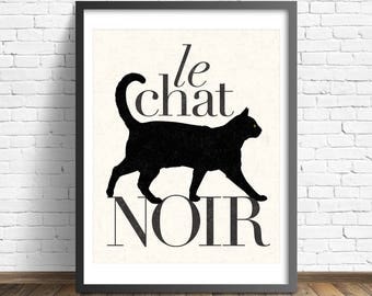 Chat noir poster | Etsy