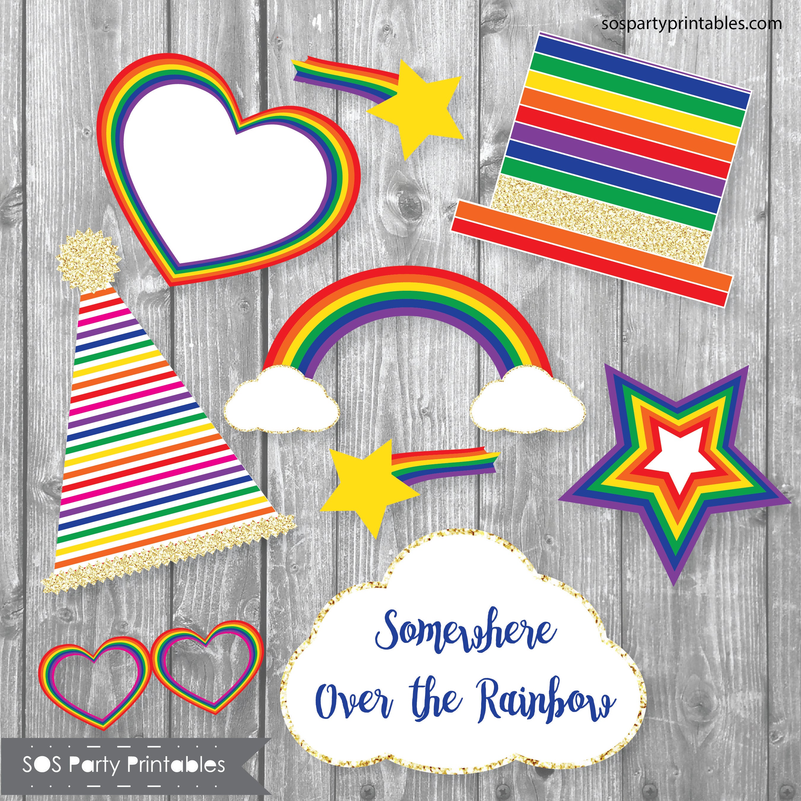 Rainbow Photo booth Props Rainbow Party Printables Rainbow