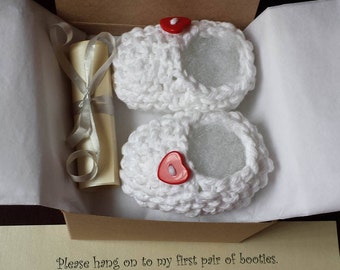 Baby shoes in a box Baby shower gift Gender reveal New baby