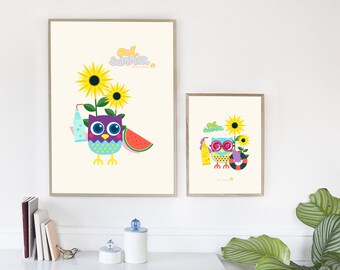 Summer owl clipart | Etsy