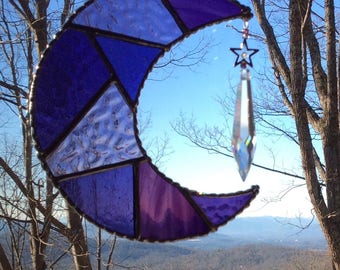 Stained glass moon | Etsy