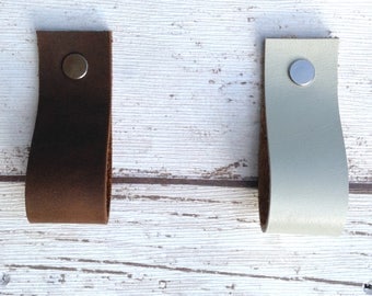 Leather drawer pulls | Etsy