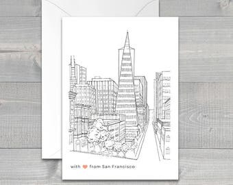 San Francisco Night Skyline Art Print San Francisco Golden