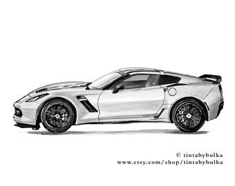 Corvette wall art | Etsy