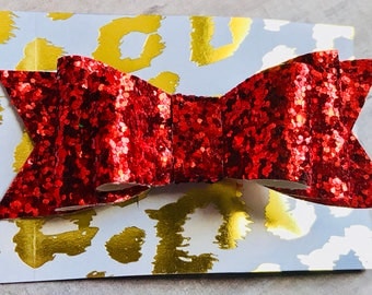 Red glitter bow | Etsy
