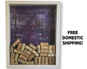 Wine cork shadow box | Etsy