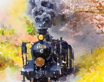 Train watercolor | Etsy
