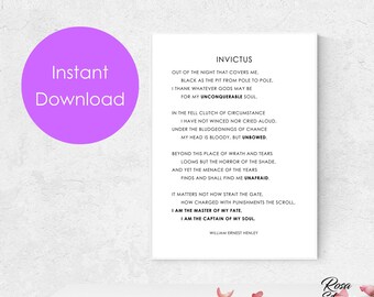 Invictus poem | Etsy