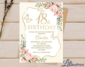 18th birthday invite | Etsy