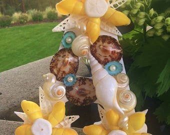 Beach Decor Shell Letters SAND Seashell Letters Wooden