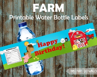 Farm water bottle labels printable Farm Bottle labels Farm