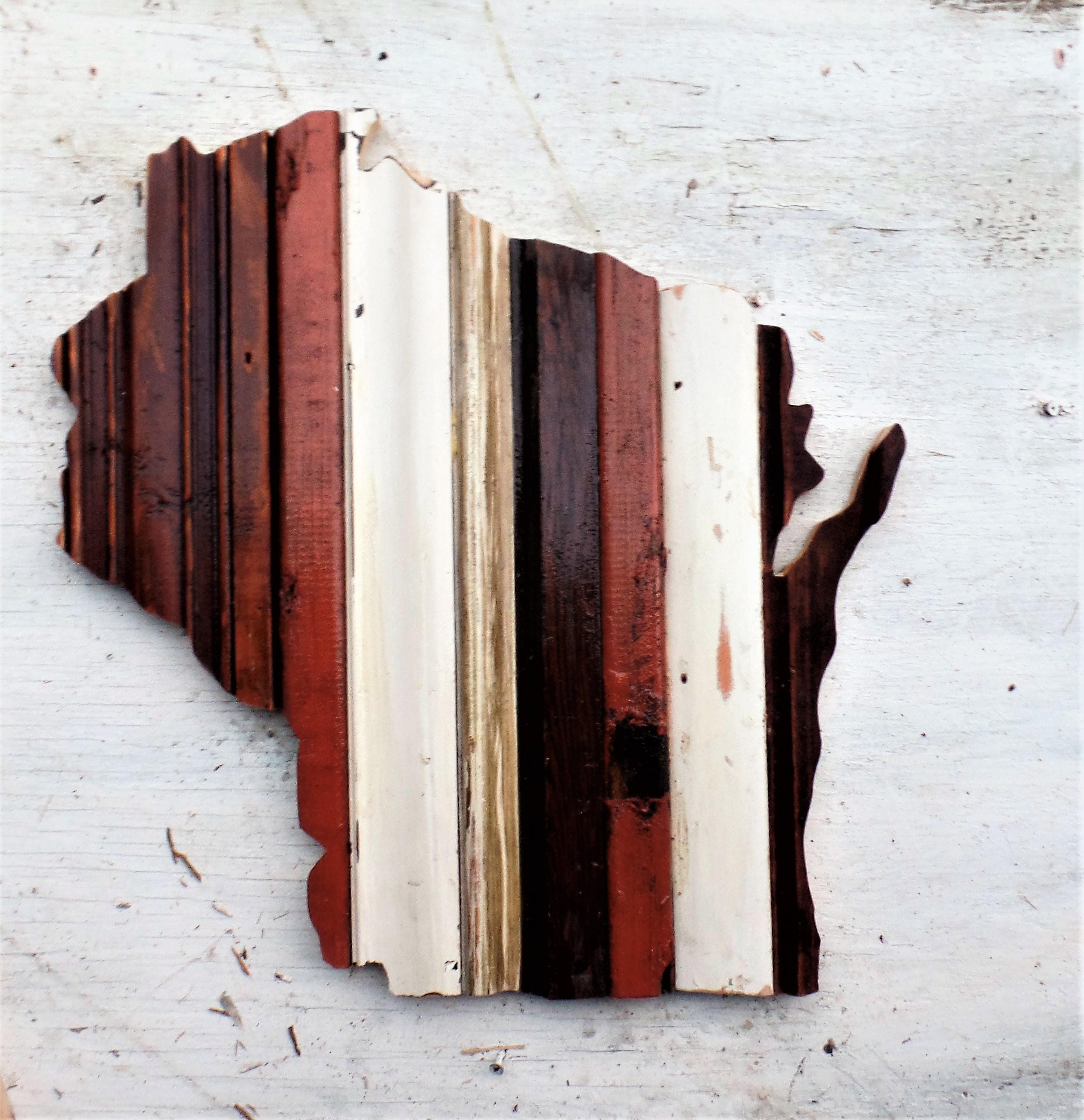 Wisconsin Wall Art State Outline Mosaic Cheesehead Decor