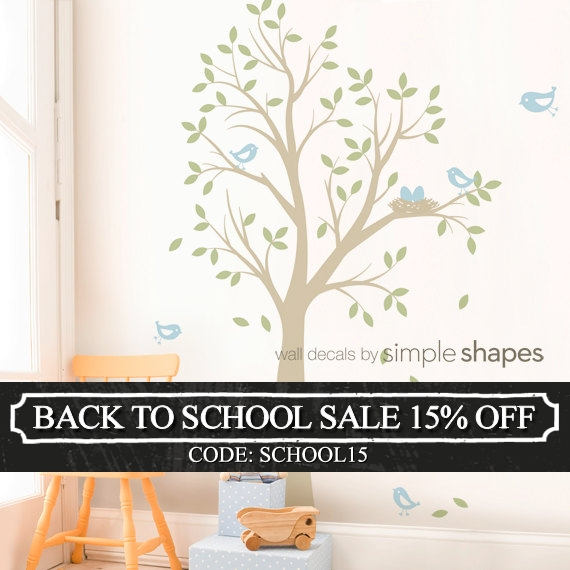 Tree Wall Decal with Birds and Nest Nursery Decor
