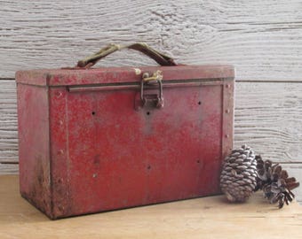 Red metal box | Etsy