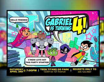 Teen titans invite | Etsy