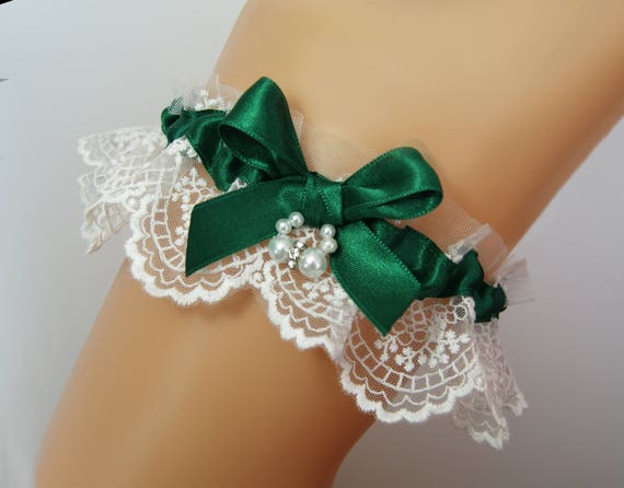 Irish green color garter for your wedding satin garter tossing