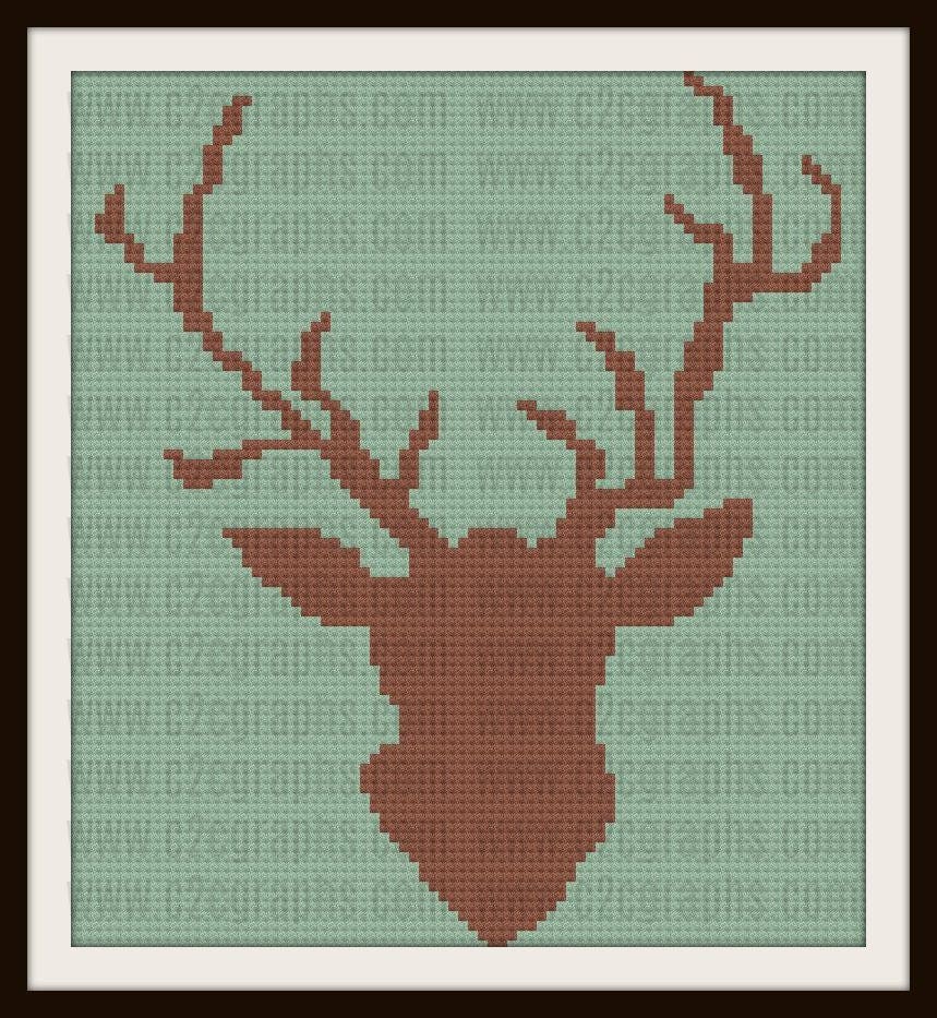 Deer Head Afghan, C2C Graph, and Written Word Chart, Deer Afghan, Deer ...