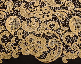 Gold lace fabric | Etsy