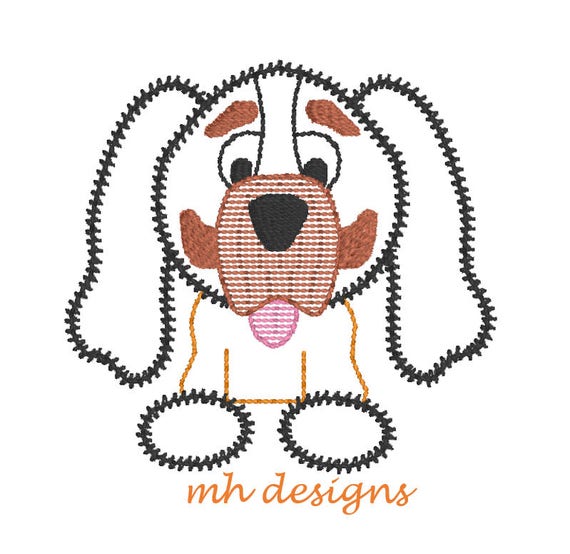 Mini Hound Dog embroidery design Vintage stitch Tennessee