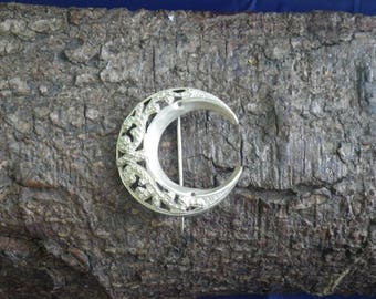 Crescent moon brooch | Etsy
