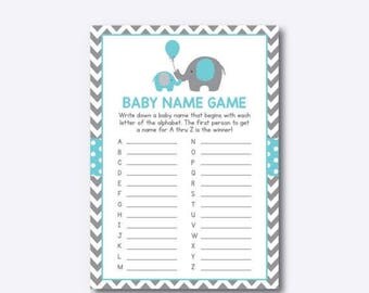 Elephant Baby Shower Name Game Printable What's In