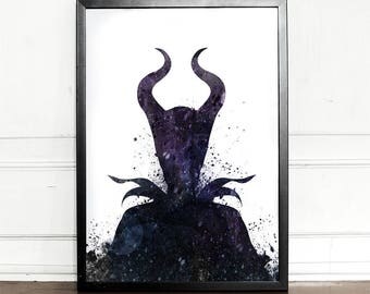Maleficent Art Print Disney Painting Sleeping Beauty Fairy