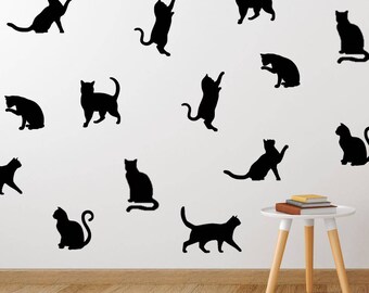 Cat wall decals | Etsy