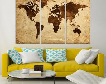Sepia world map | Etsy
