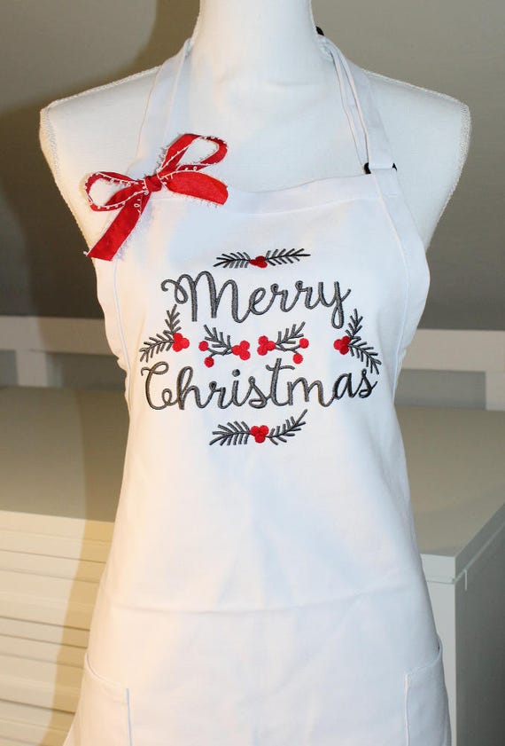 Merry Christmas Apron Christmas Apron White Christmas