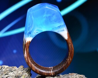 Blue resin ring | Etsy