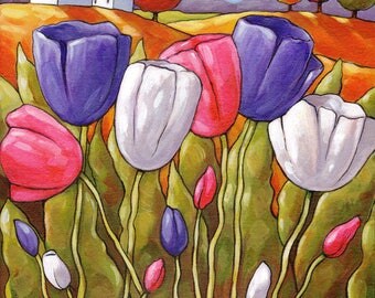 Cathy Horvath Folk Art Scenic Painting Print by SoloWorkStudio