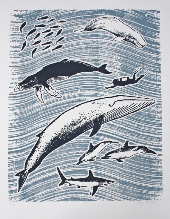 Items similar to Friendly Sea Creatures Screenprint on Etsy