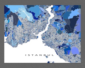 Istanbul Skyline Art Print Turkish Art Istanbul Turkey