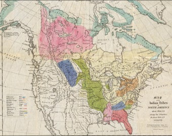 Native American Heritage vintage map/ Cartography/ maps/