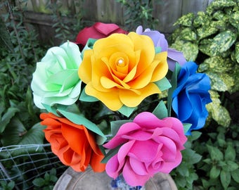 Rainbow paper flower | Etsy