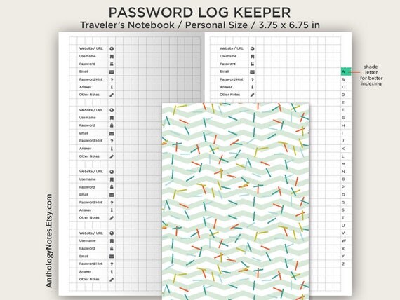 Password Log Manager Personal Size Traveler's Notebook