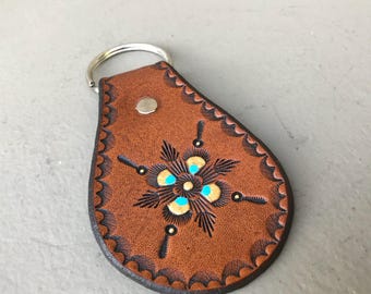 Custom Leather Key Ring and Fob Snap closure monogram