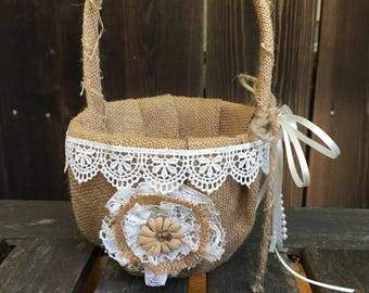 Burlap basket | Etsy