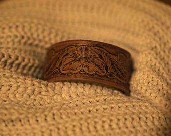 Pyrography bracelet | Etsy