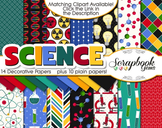 SCIENCE Digital Papers 24 Pieces 12 x 12 High