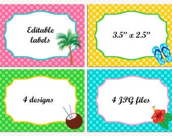 Luau food labels | Etsy