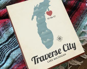 Traverse City Map Print Michigan Poster