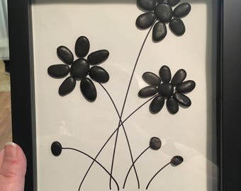 Pebble art flowers | Etsy