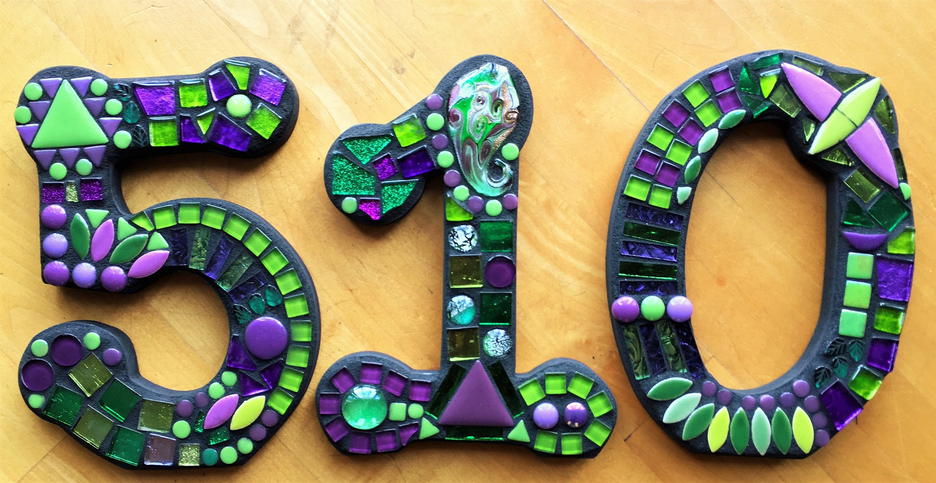 7 Tall CUSTOM MOSAIC House Numbers / Mixed Media