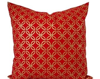 Red geometric pillow | Etsy