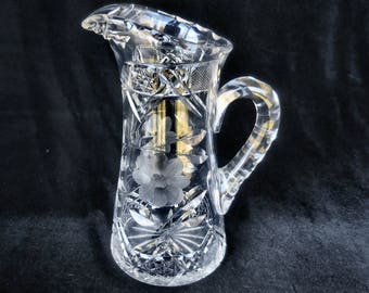 Cut glass pitcher | Etsy