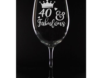 40th birthday glass | Etsy