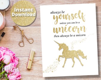Be a Unicorn in a Field of Horses INSTANT DOWNLOAD Rainbow