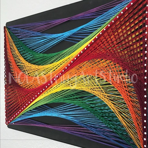 Color Wave Abstract Thread String Art Modern Contemporary Wall